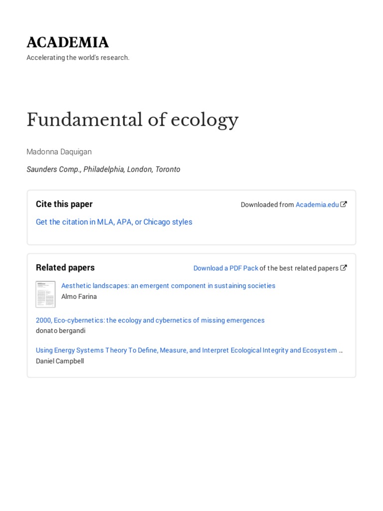 Fundamentals of Ecology Overview | PDF | Ecology | Ecosystem