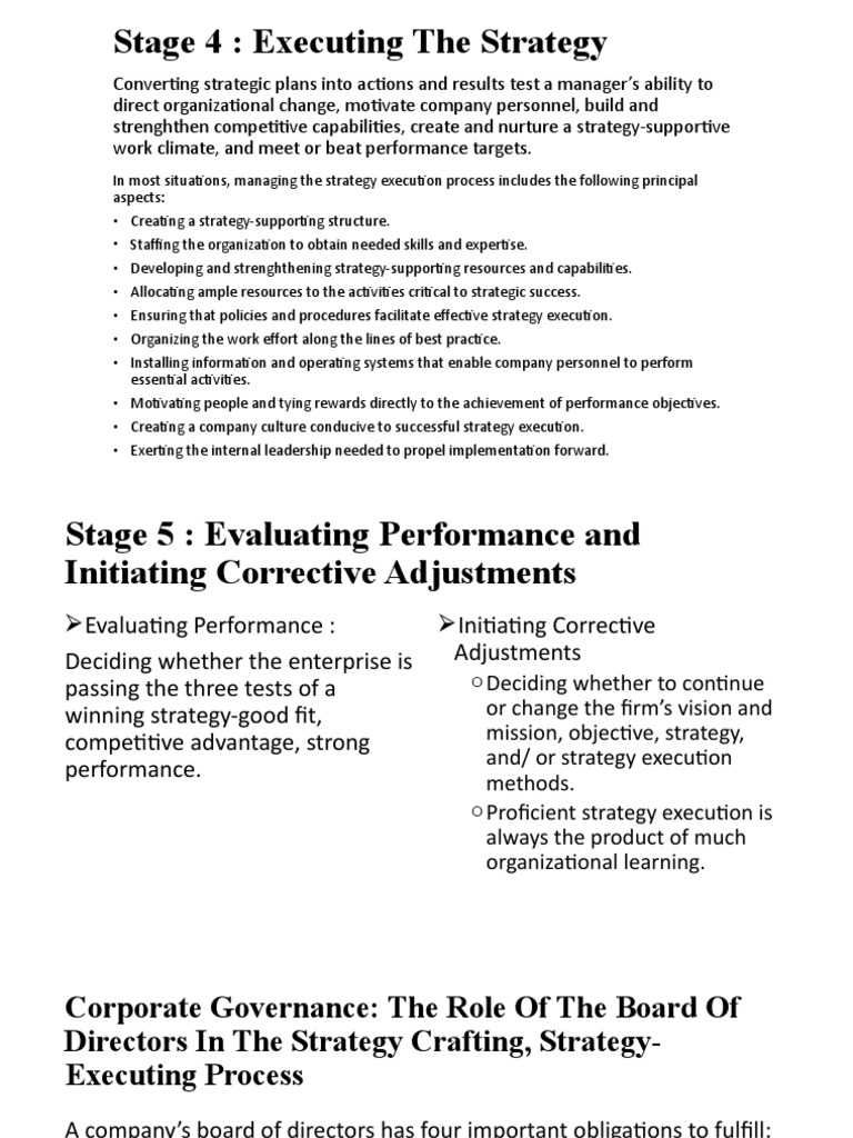 Strategy Execution and Governance Guide | PDF | Leadership | Board Of ...