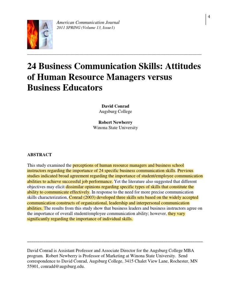 Reference - Conrad - Communication Skills | PDF | Leadership ...