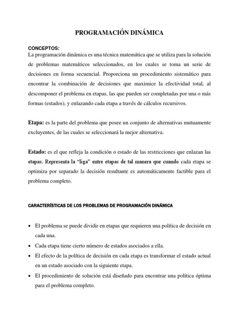 Programacion Dinamica | PDF | Programación dinámica | Análisis Programacion Dinamica | PDF | Programación dinámica | Análisis