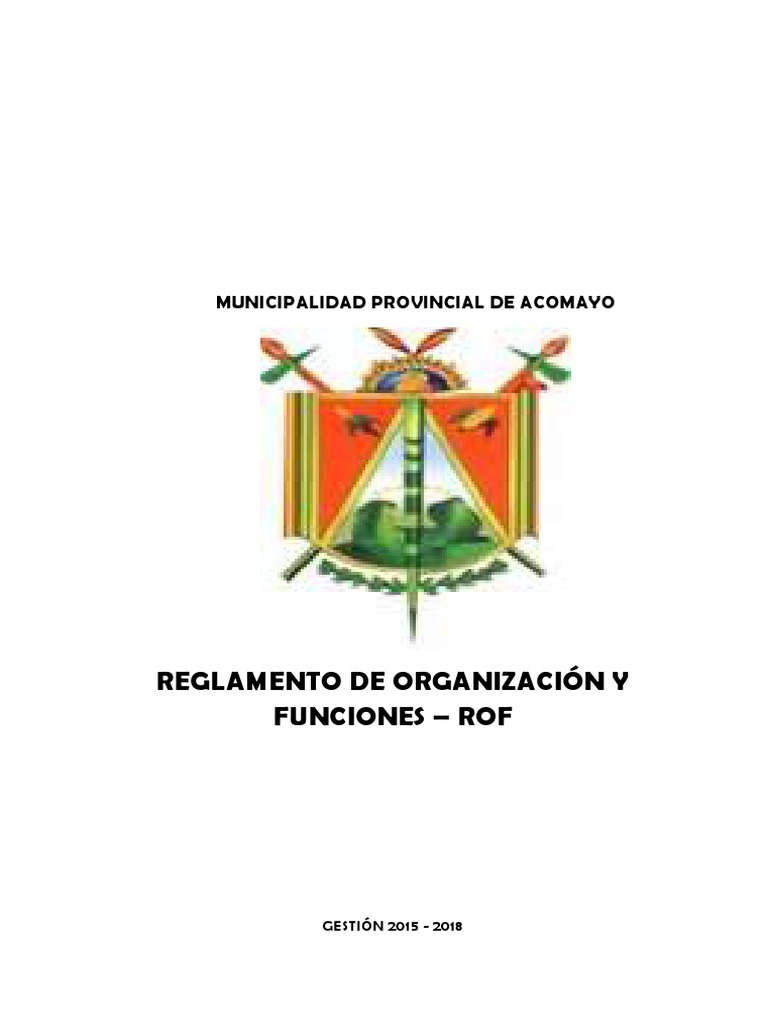 Rof Municipalidad Provincial de Acomayo | PDF | Gobierno local | Alcalde