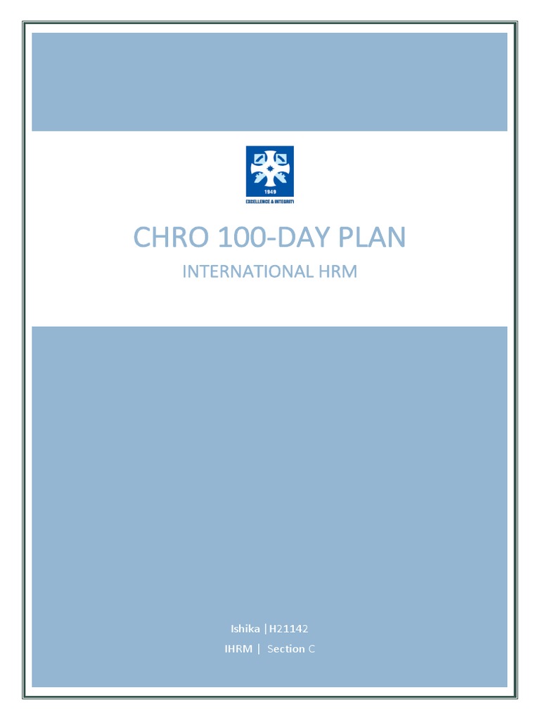 Chro 100-Day Plan: International HRM | PDF | Leadership | Goal
