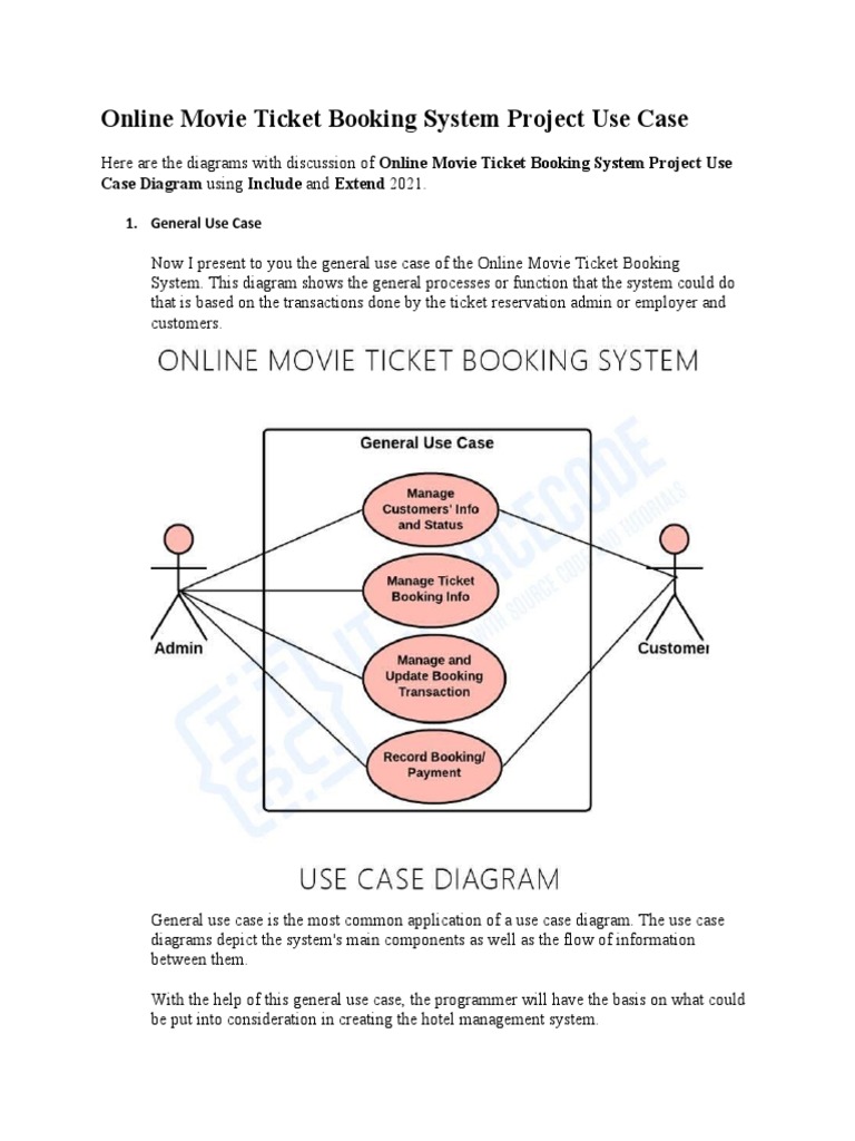 Online Movie Ticket Booking System Use Case Diagrams | PDF | Use Case | System