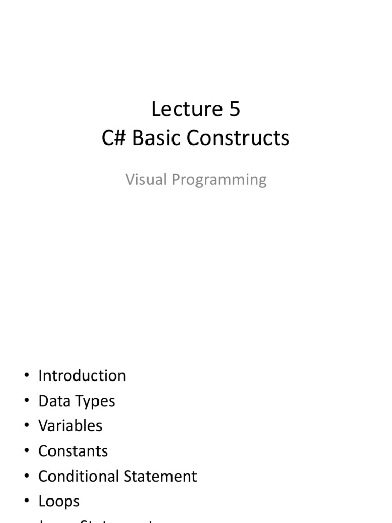 Lecture 5visual Programming Pdf C Sharp Programming Language 8094