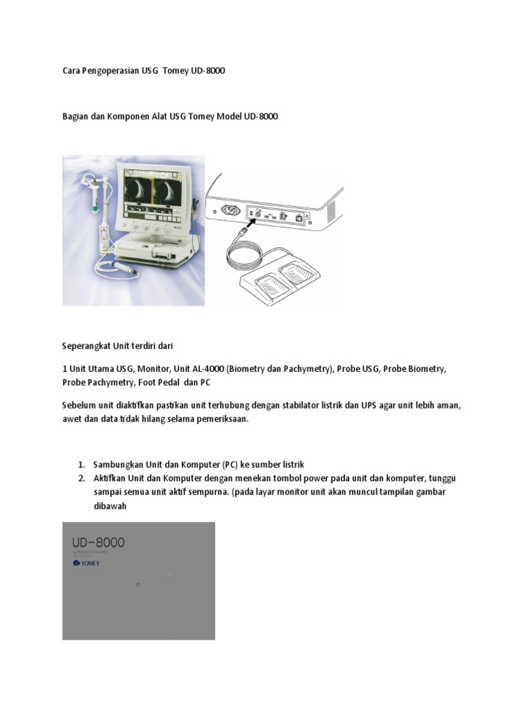 Cara Pengoperasian USG Tomey UD 8000 USG | PDF