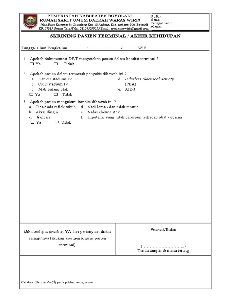 PAP5 - Skrining Pasien Terminal OK | PDF