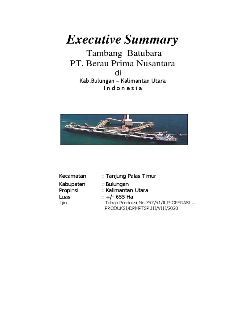 Potensi Batubara PT Berau Prima Nusantara | PDF