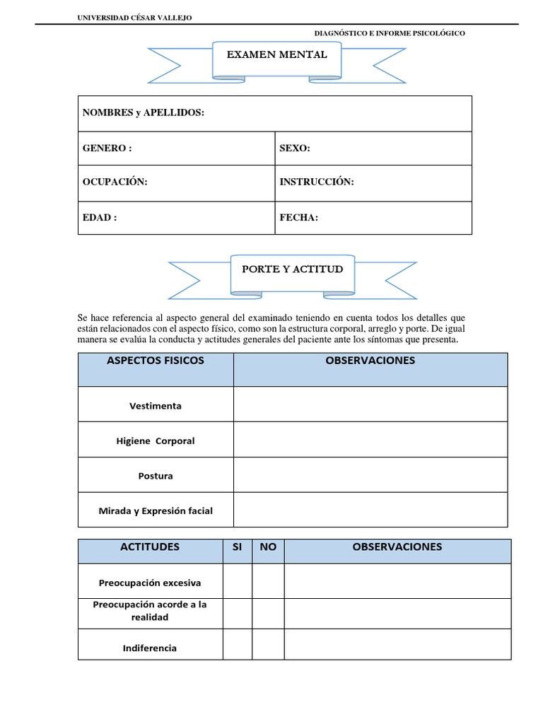 Formato Examen Mental | PDF