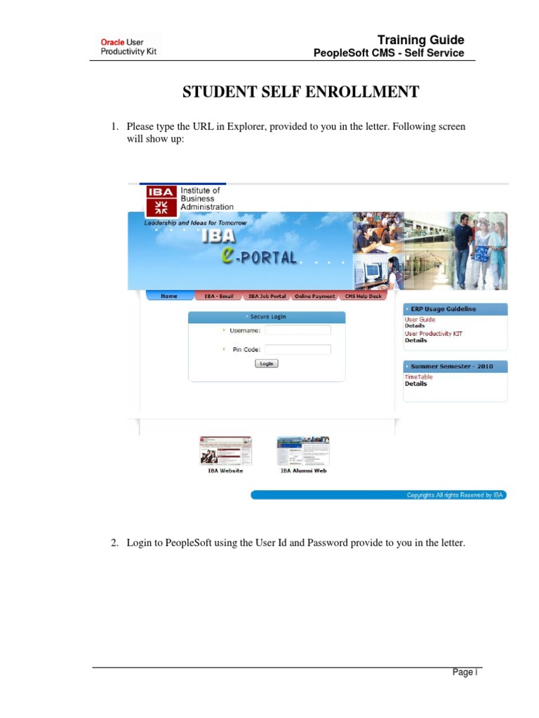 PeopleSoft CMS Student Self Service | PDF | Button (Computing) | Password