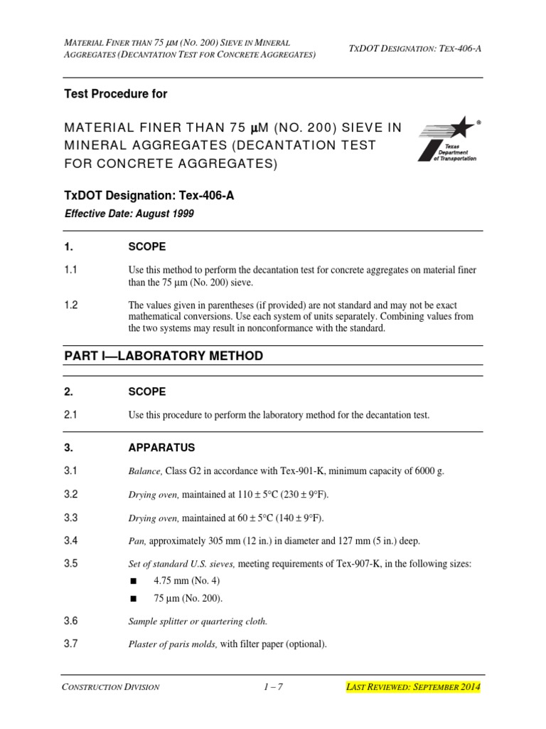 Material Finer Than 75 Μm (No. 200) Sieve In Mineral Aggregates ...