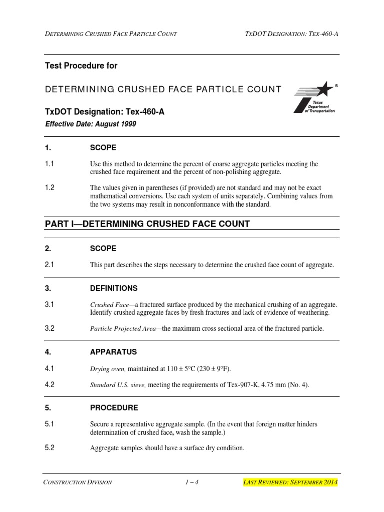 Determining Crushed Face Particle Count: Test Procedure For | Download ...