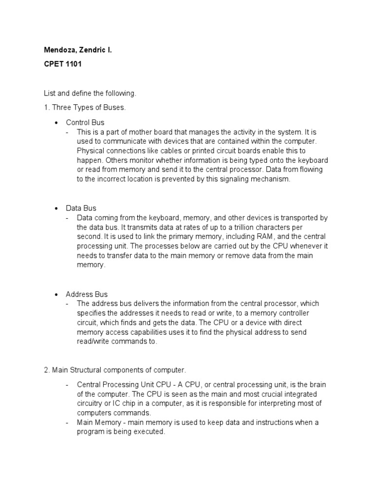 Computer Architecture - Activity 1 | PDF | Central Processing Unit | Computer Data Storage