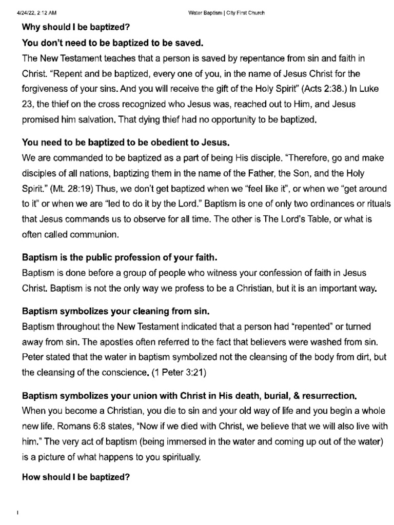 Water Baptism | PDF