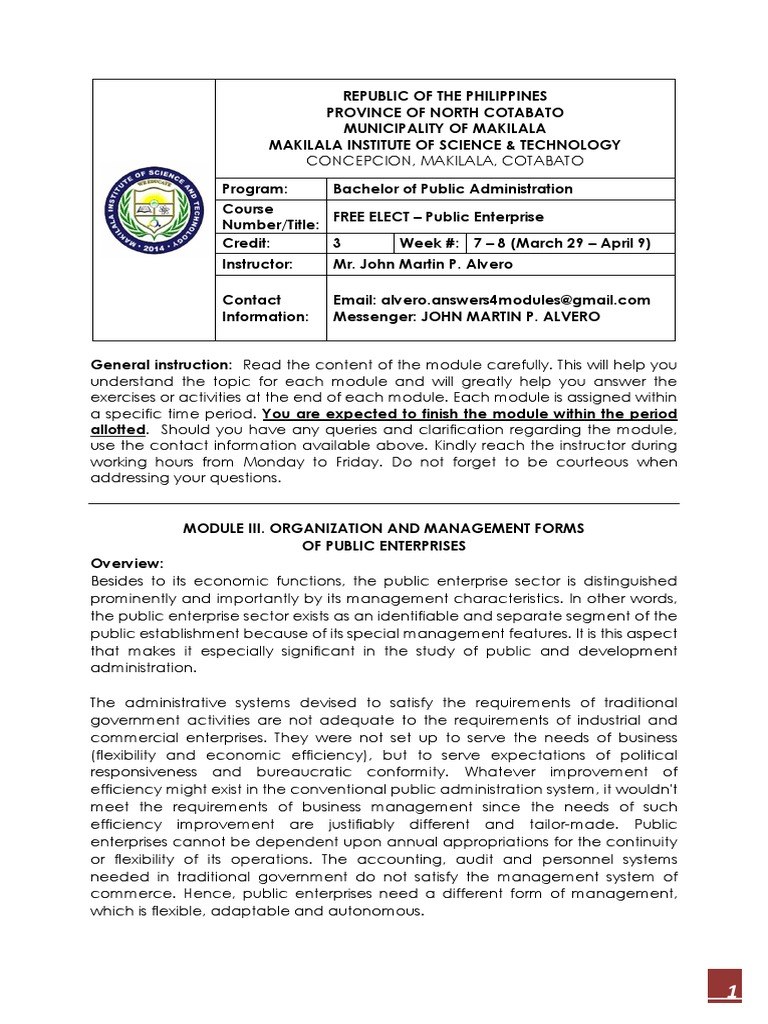 Management Forms of Public Enterprises | PDF | State Owned Enterprise ...
