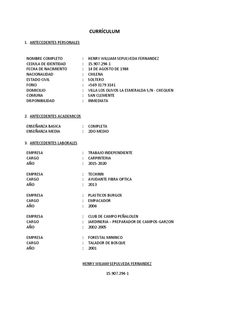 CURRÍCULUM HENRY | PDF