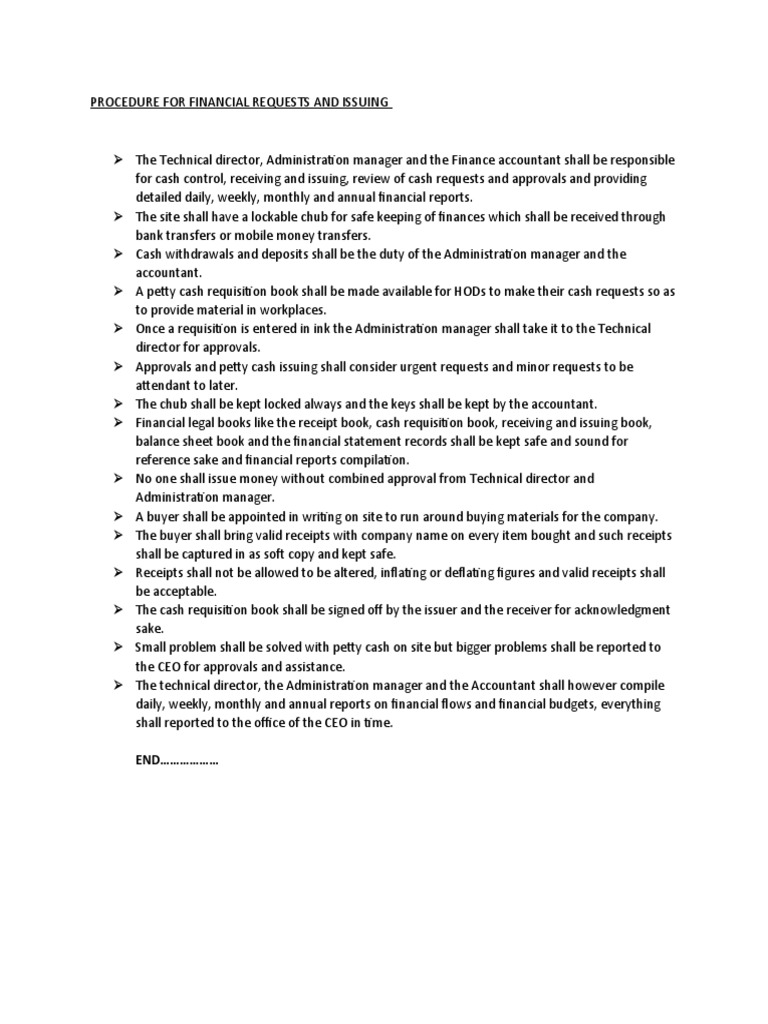 Procedure For Financial Requests and Issuing | PDF
