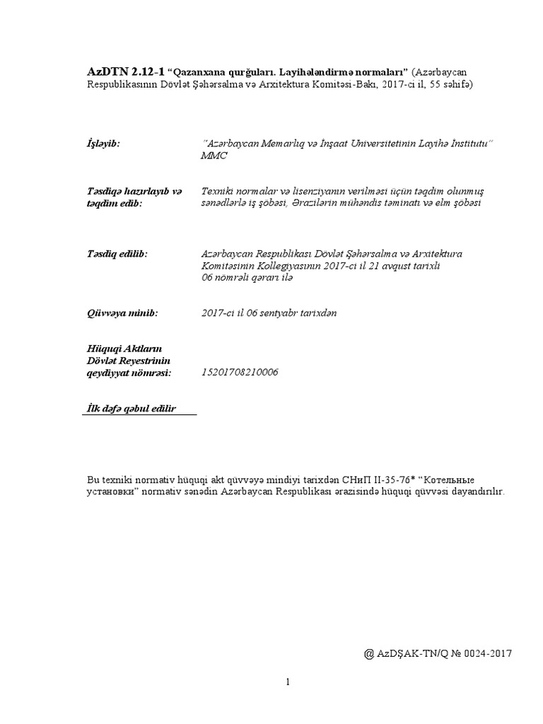 Qazanxana Qurgulari Layihelendirme Normalari | PDF