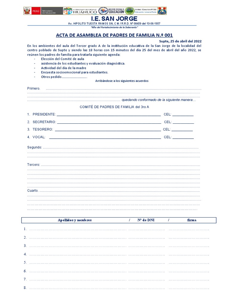 ACTA DE Reunion 3A 2022 | PDF