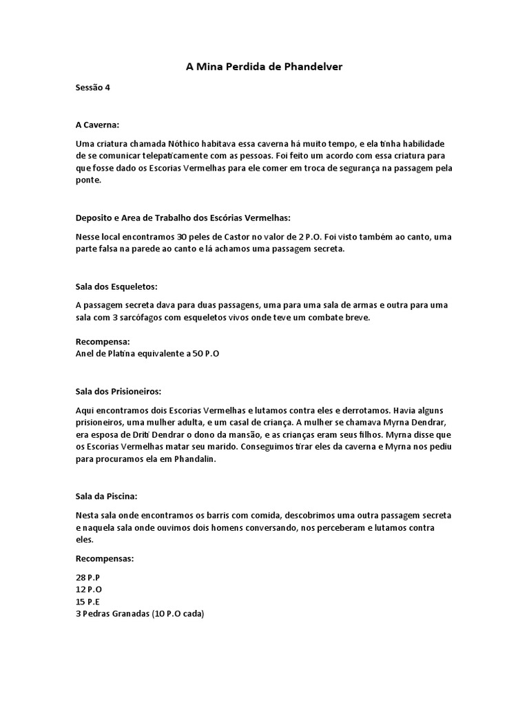 A Mina Perdida de Phandelver: Sessão 4 | PDF | Ciências Sociais