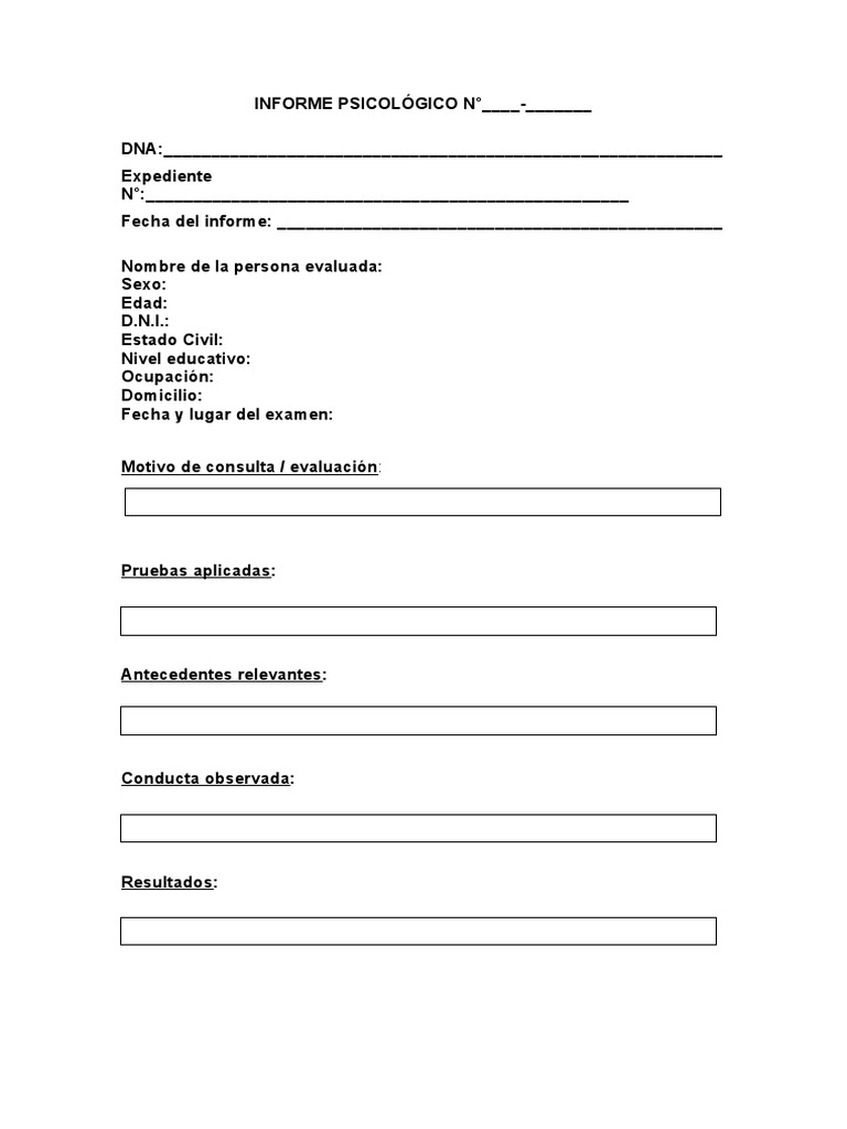 Modelo de Informe Psicologico | PDF