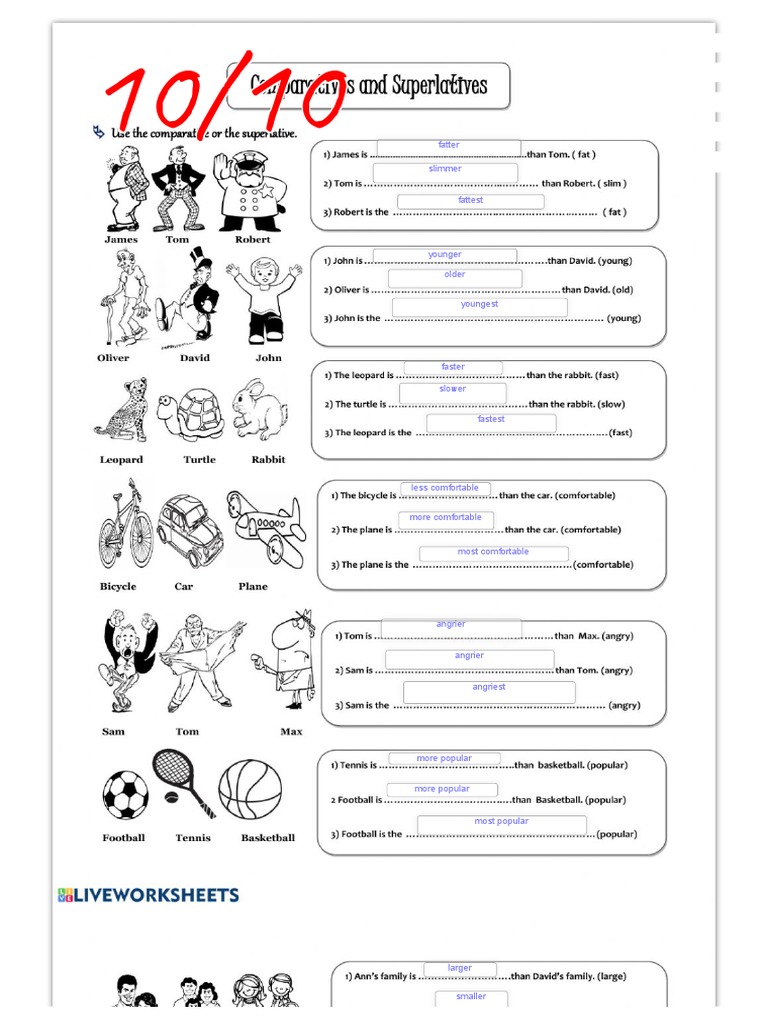 Comparative and Superlative Interactive Activity | PDF