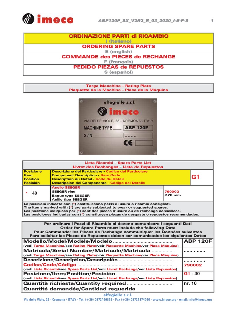 Envasadora Imeco Componentes | PDF | Ajedrez