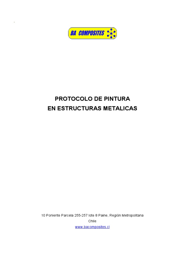 Protocolo de Pintura en Estructuras Metalicas Rev A | PDF | Pinturas | Agua