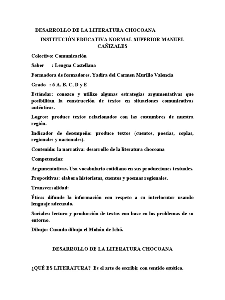 Literatura Chocoana: Tradición y Versos | PDF | Tradición oral