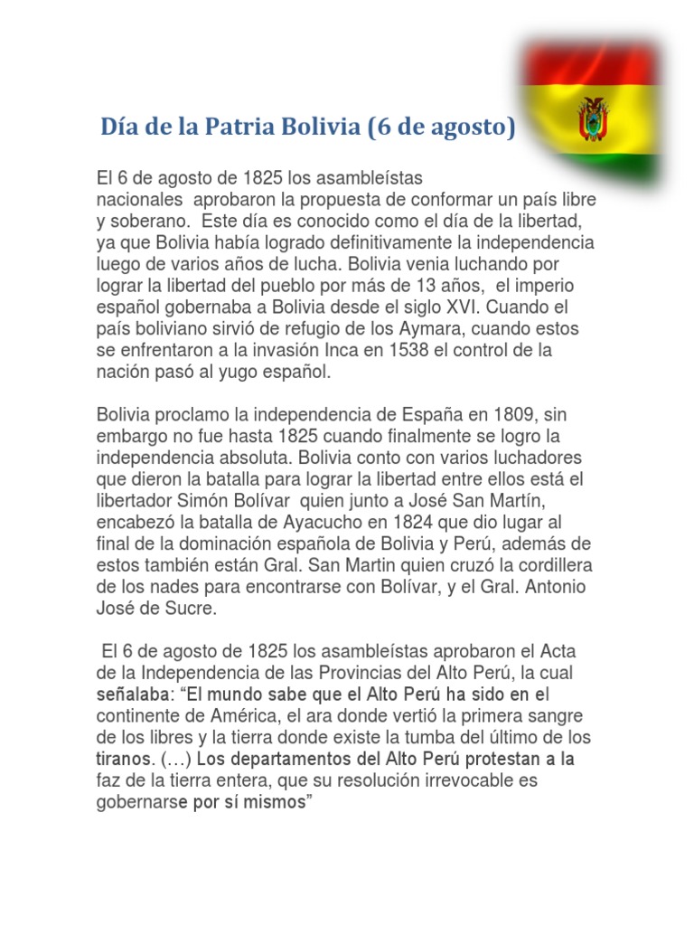 Historia del Día de la Patria en Bolivia | PDF | Historia