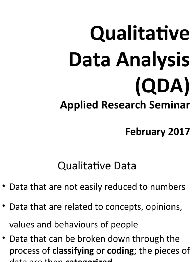 Qualitative Data Analysis (QDA) : Applied Research Seminar | PDF | Data | Qualitative Research