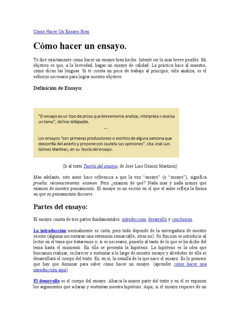 Cómo Hacer Un Ensayo Bien | PDF | Ensayos | Alimentos