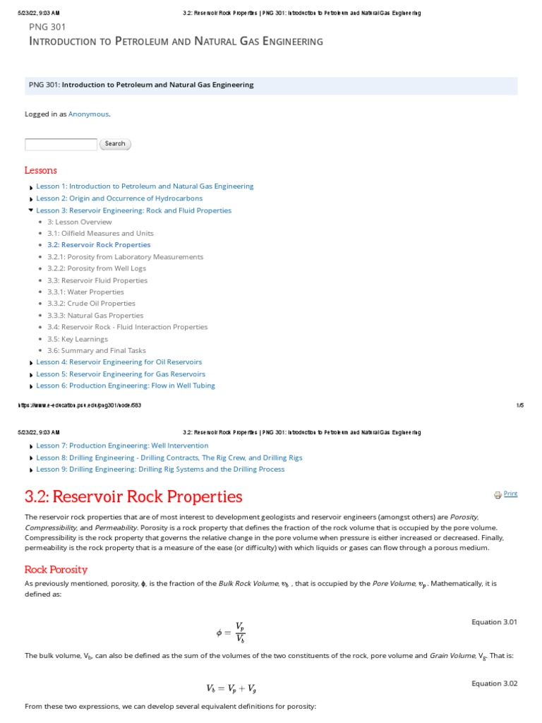 3.2 - Reservoir Rock Properties - PNG 301 - Introduction To Petroleum and Natural Gas ...