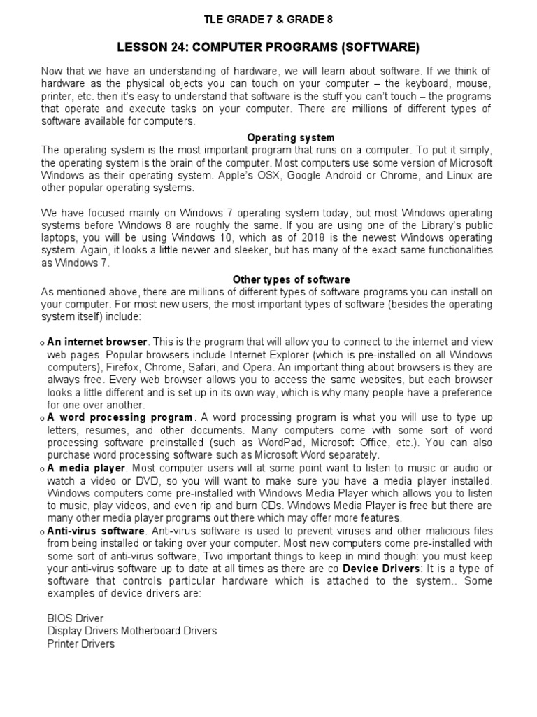 TLE - Module - G7-G8 Lesson 6 | PDF | Microsoft Windows | Operating System