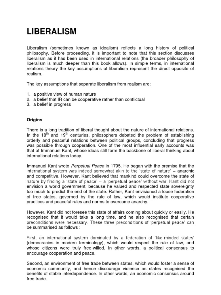 Liberalism | PDF | International Relations | Liberalism