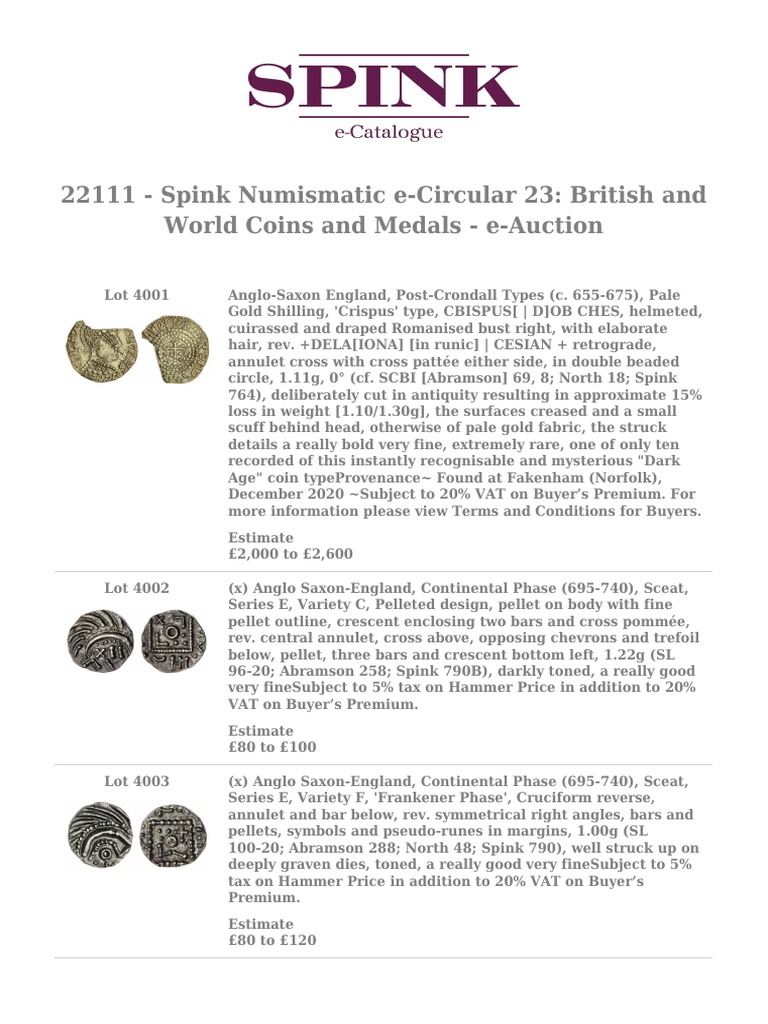 Spink Numismatic e-Circular 23 | PDF | Collecting | Currency