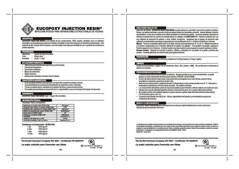 Eucopoxy Injection Resin | PDF | Materiales | Química
