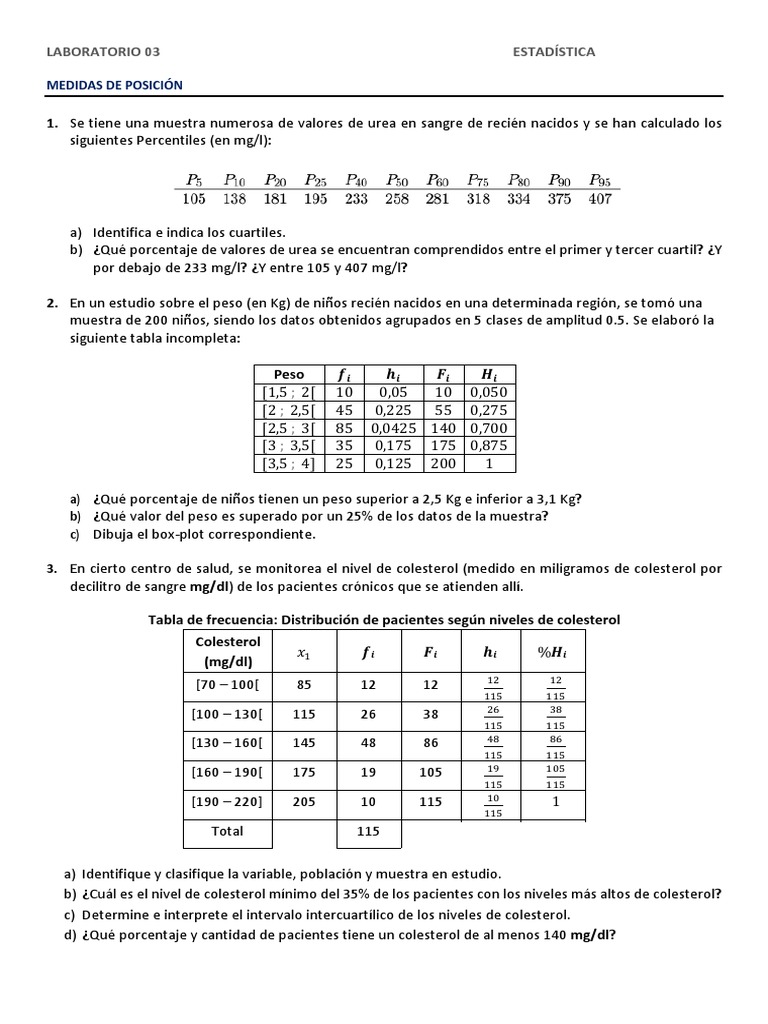 Laboratorio 03 | Descargar gratis PDF | Cuantil