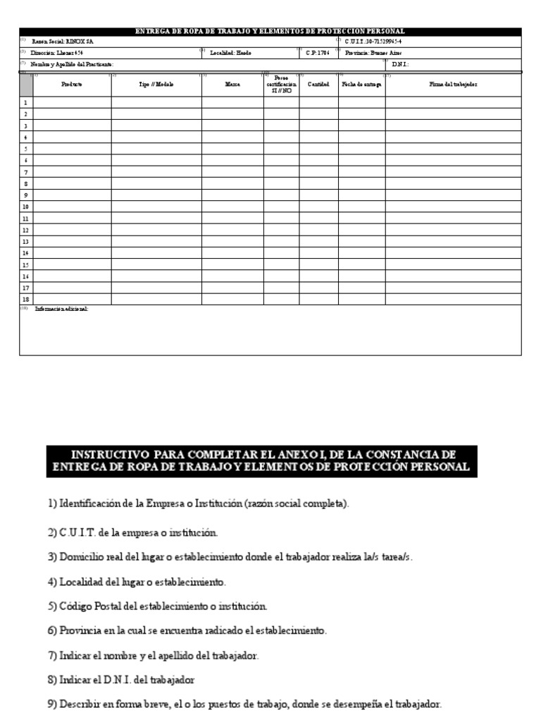 Resolucion 299-11 - Formulario Registro de EPP | PDF