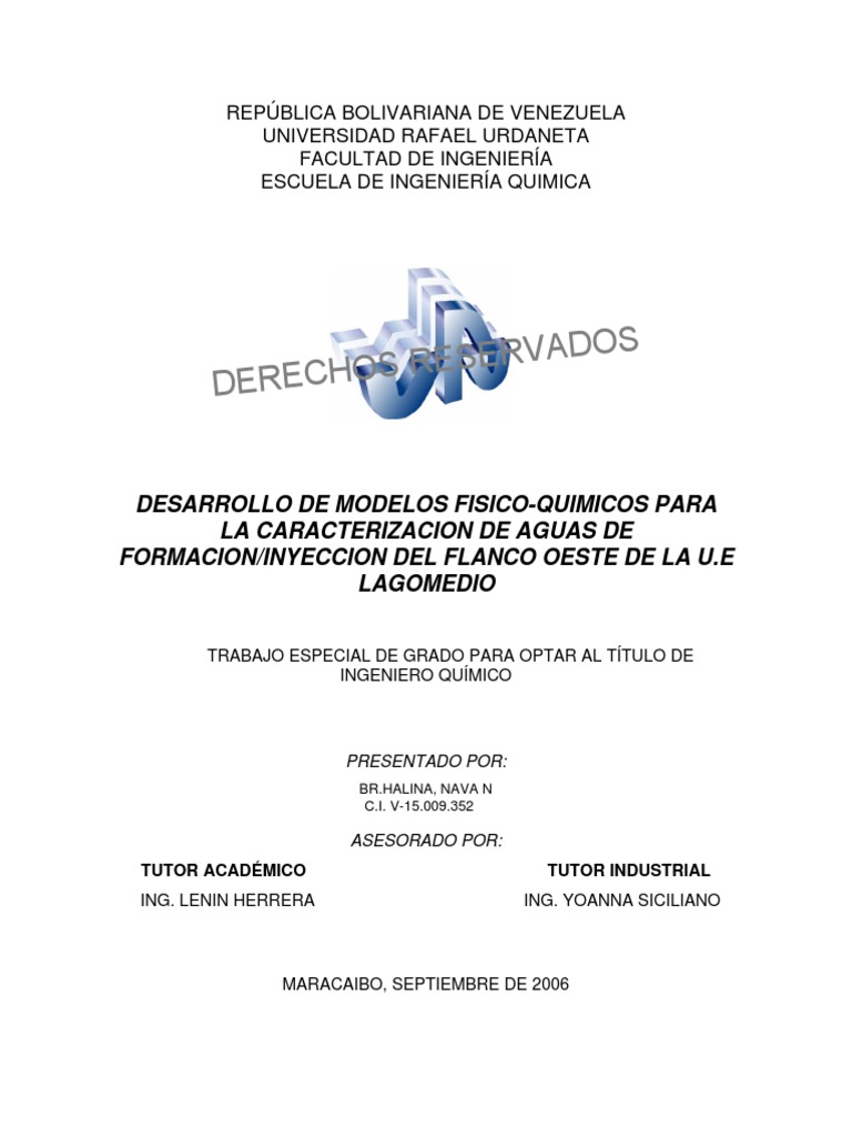 Modelos Fisico-Quimicos para Caracterizacion de Agua | PDF | Ph | Depósito de petróleo