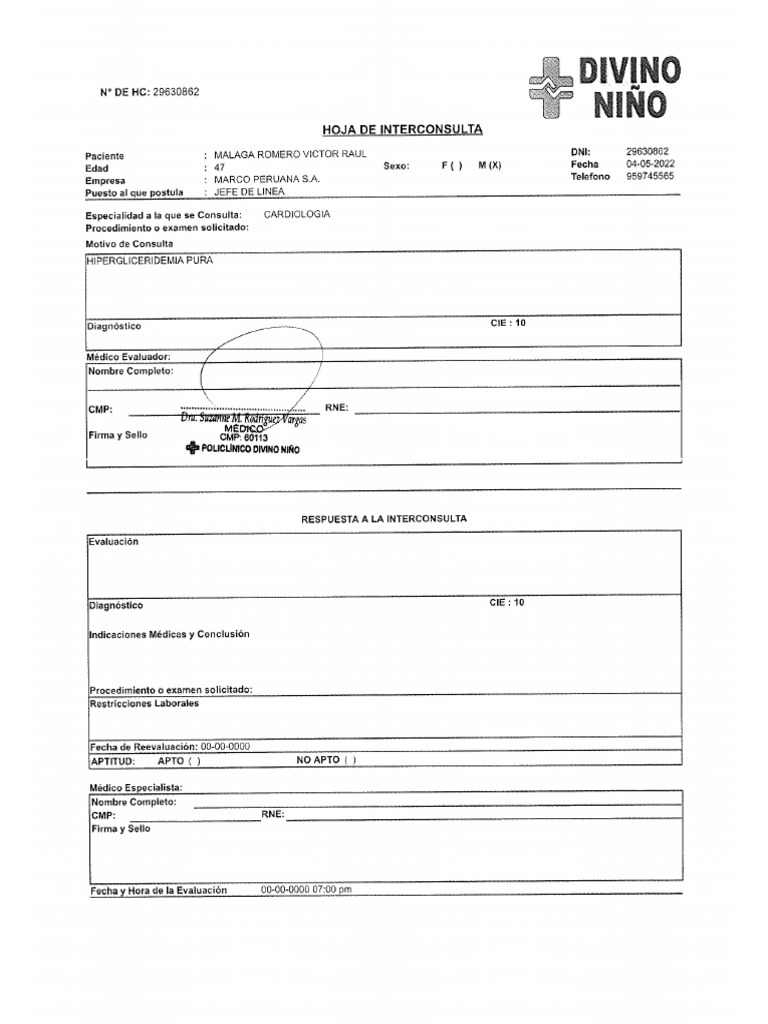 Hoja de Interconsulta | PDF