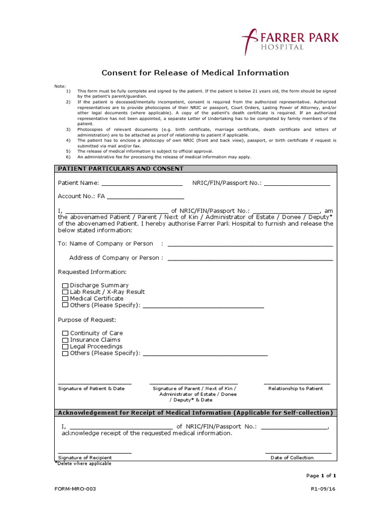 Consent form-FARRER PARK | PDF | Informed Consent | Patient