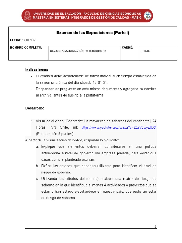 Examen Exposiciones Parte 1 | PDF | Gestión de registros | Economias