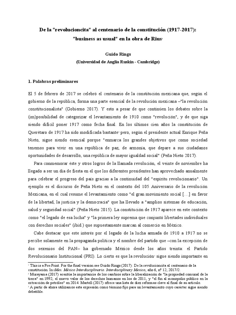 GR Rius Centenario Constitucion 2017 Pre-Print | PDF | México | Partido ...