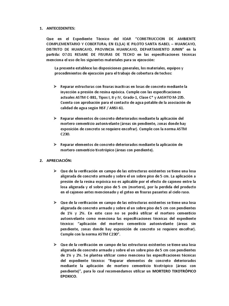 Resane de Fisuras | PDF | Hormigón | Materiales