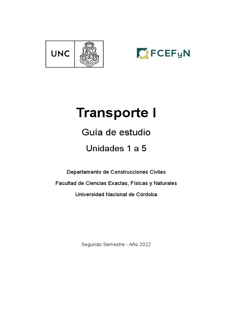 Guía de Estudio - Transporte I - Unidades 1 A 5 - RV0 - 22082022 | Descargar gratis PDF ...