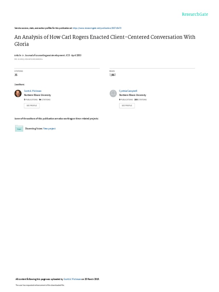 Rogers Gloria Interview Analysis | PDF | Psychotherapy | Counseling Psychology