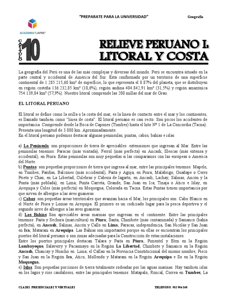 GEOGRAFIA - Relieve Peruano SEMINARIO | PDF | Perú | Costa