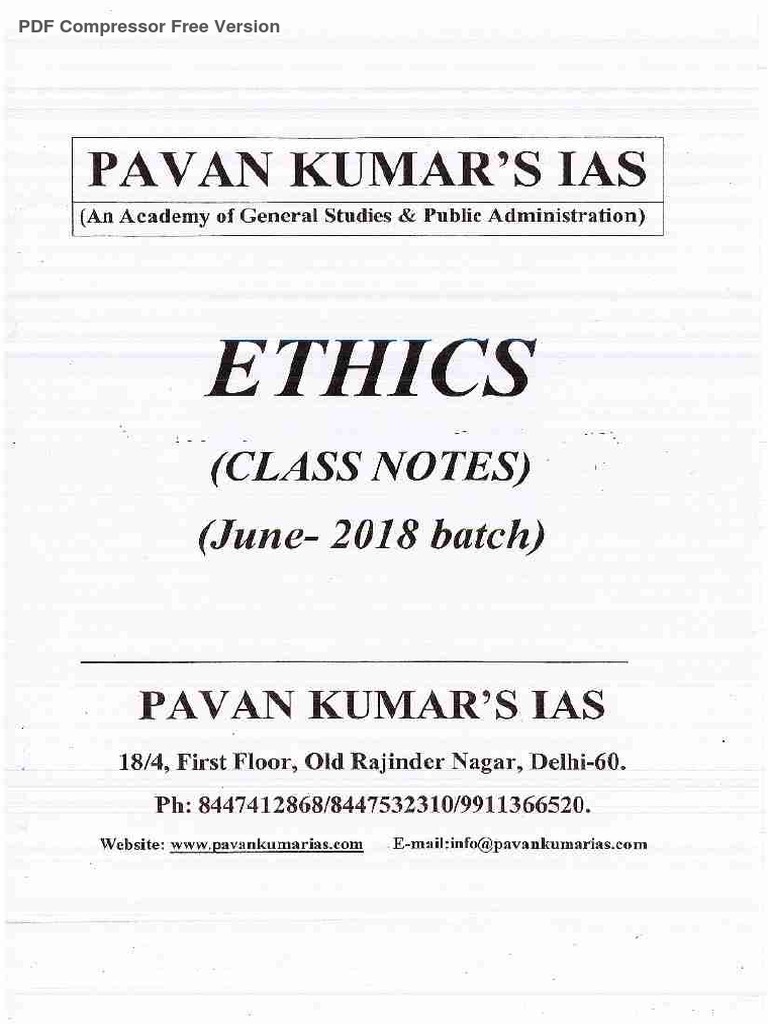 B Ethics Pavan Sir Notes | PDF