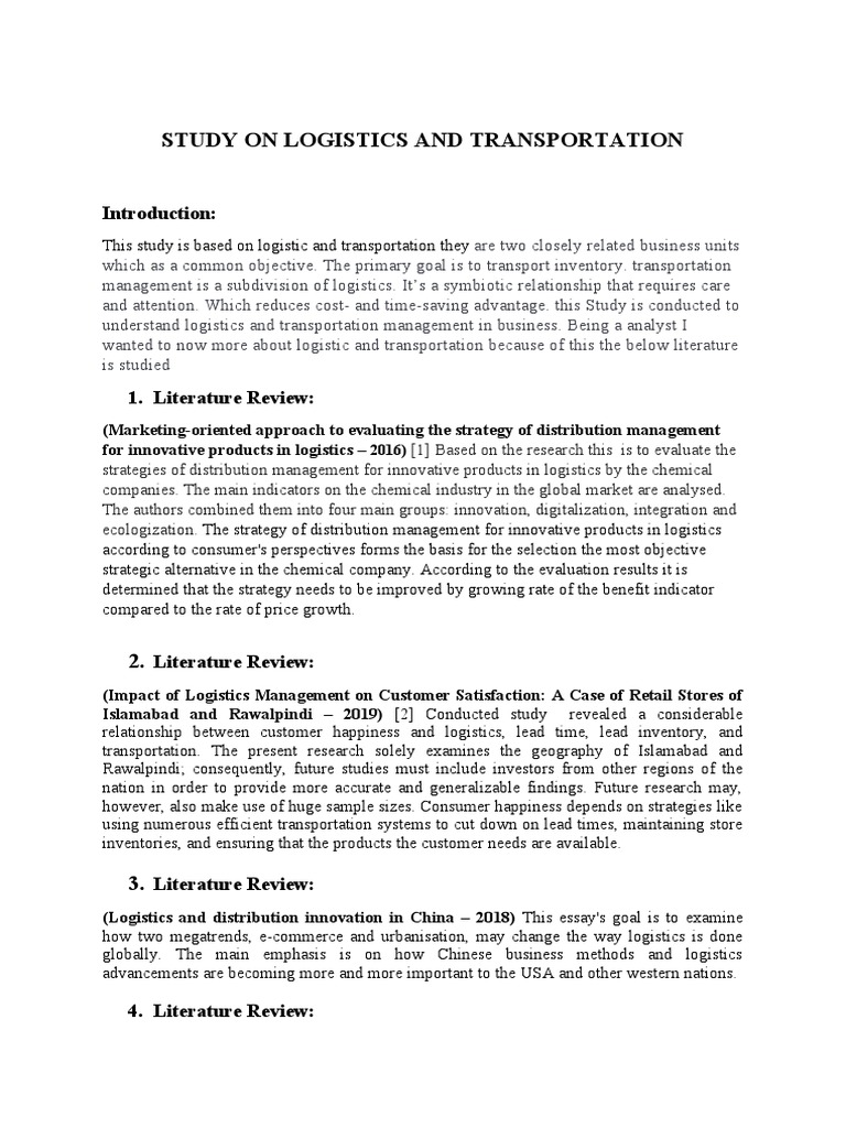 Analysis of Logistics and Transportation Management Strategies Through a Review of Recent ...