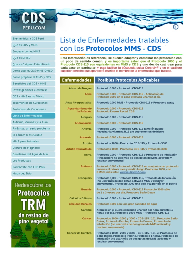 Lista de Enfermedades - CDS Peru - MMS - CDS - DMSO | PDF | Medicina ...
